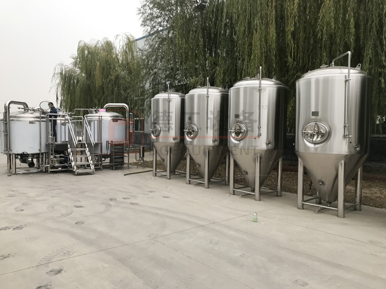 2000L stainless steel beer brewery equipment three vessels steam heated ...